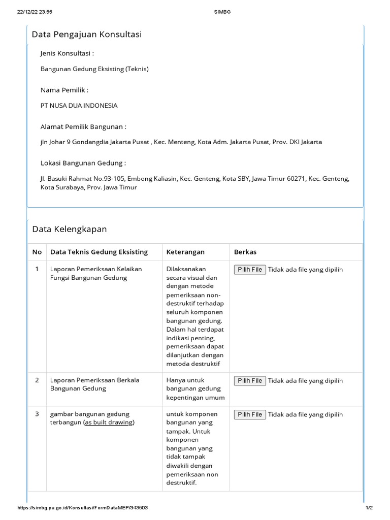 SIMBG Pemeriksaan Bangunan | PDF