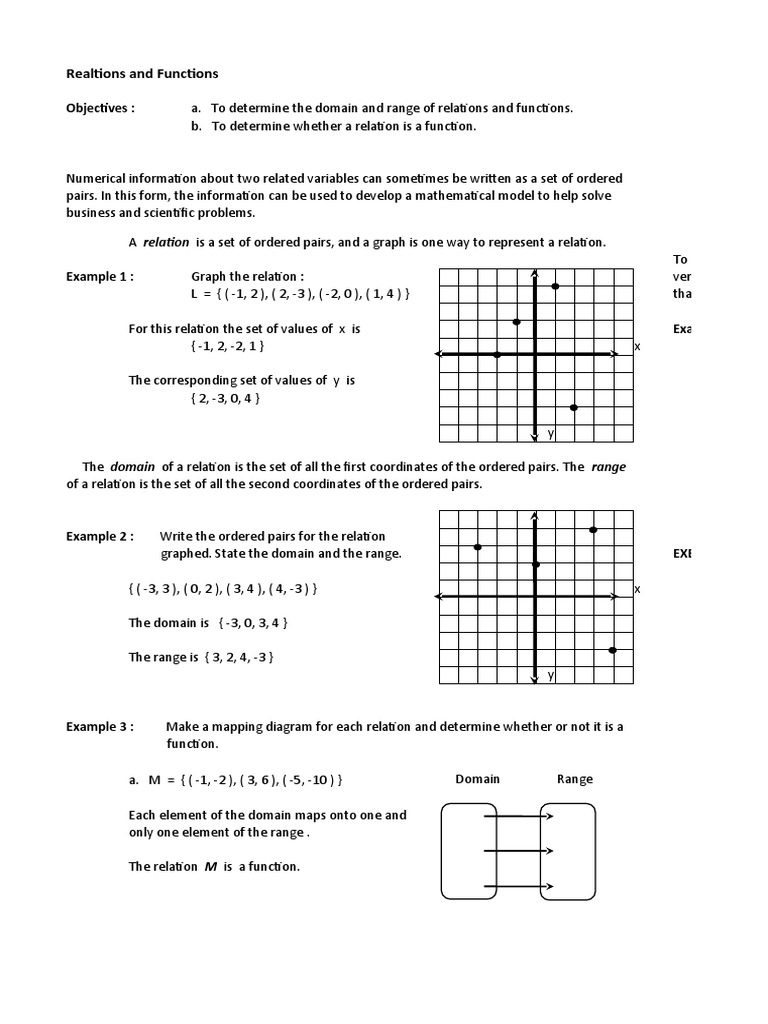 Relations And Functions Activity Module Pdf Function Mathematics Mathematics