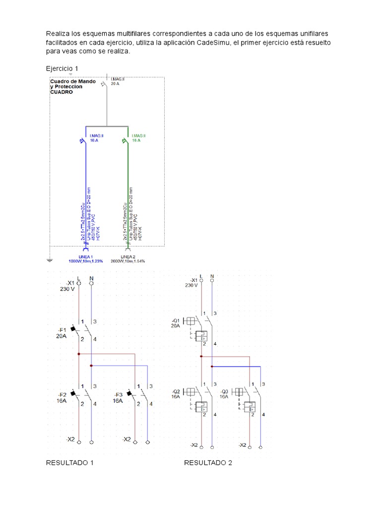 Ejercicios Esquemas Unifilares A Multifilares | PDF