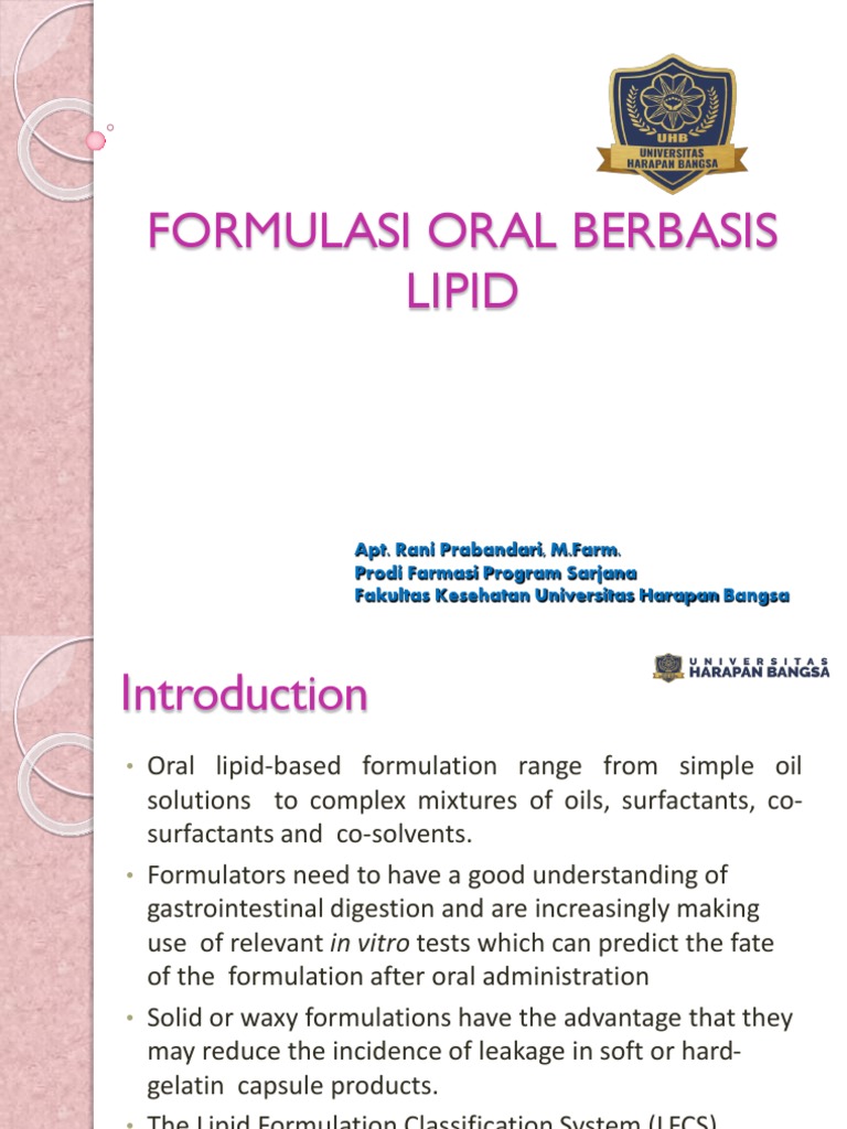 FORMULASI ORAL BERBASIS LIPID (1) Sikiiiii | PDF