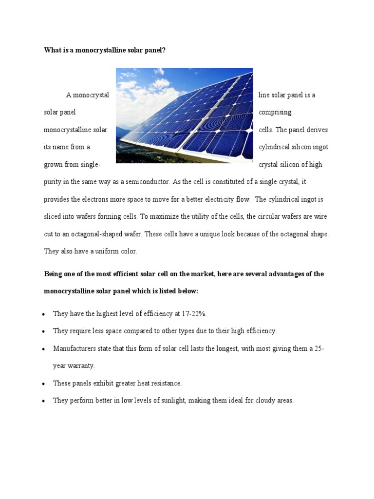 Monocrystalline Solar Panel | PDF