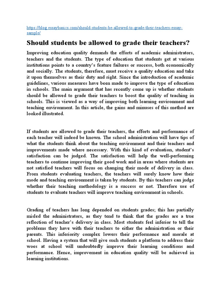 Should students grade teachers to improve education | PDF | Teachers ...