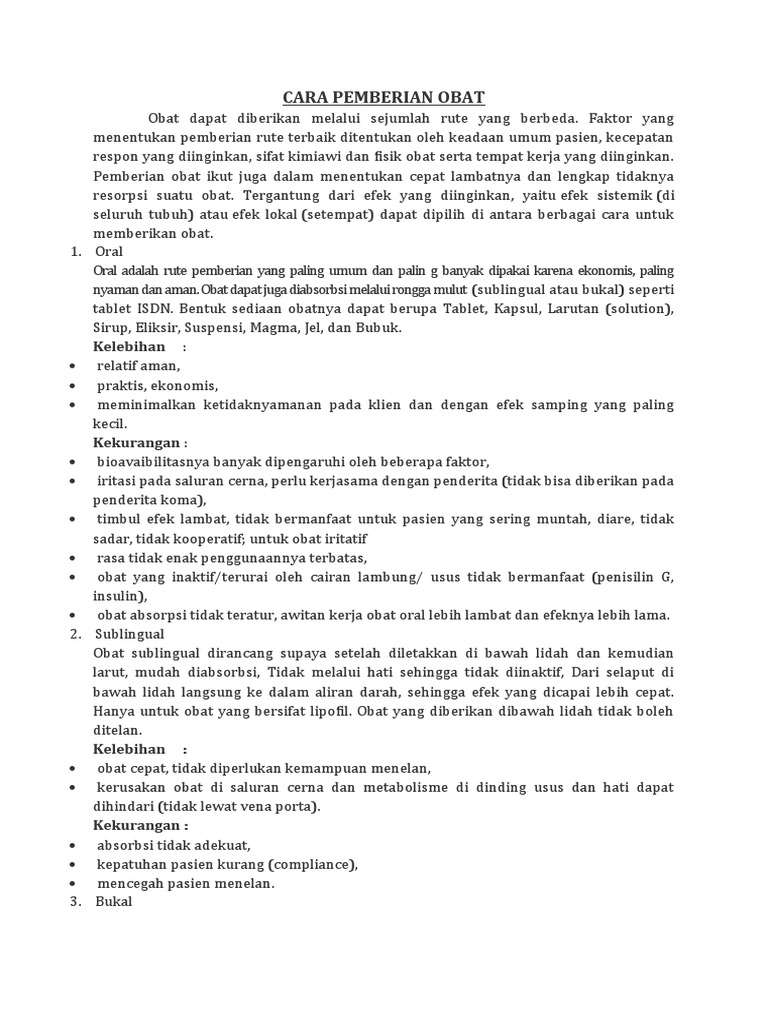 Cara Pemberian Obat Pdf