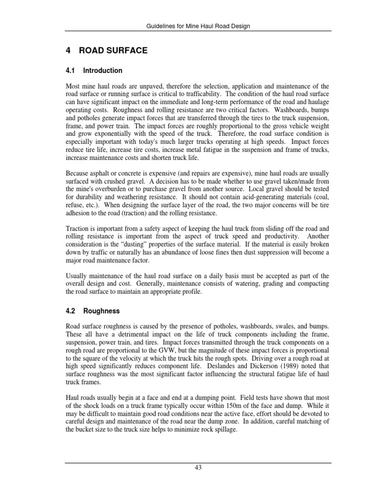 Mine Haul Road Design Guidelines | PDF | Road | Road Surface