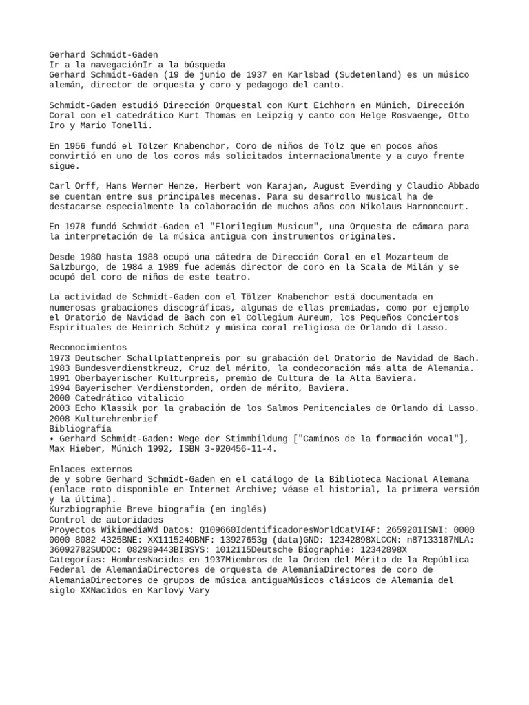 Gerhard Schmidt-Gaden: Músico y Director | PDF | Música centroeuropea ...
