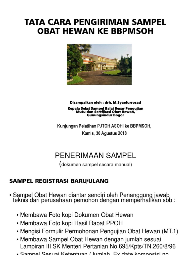 Tata Cara Pengiriman Sampel Obat Hewan Ke BBPMSOH Edit | PDF