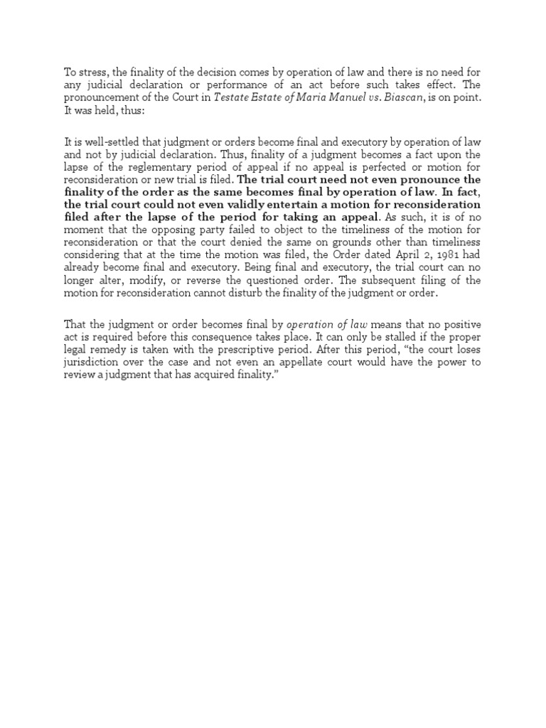 Judgment Finality by Operation of Law | PDF