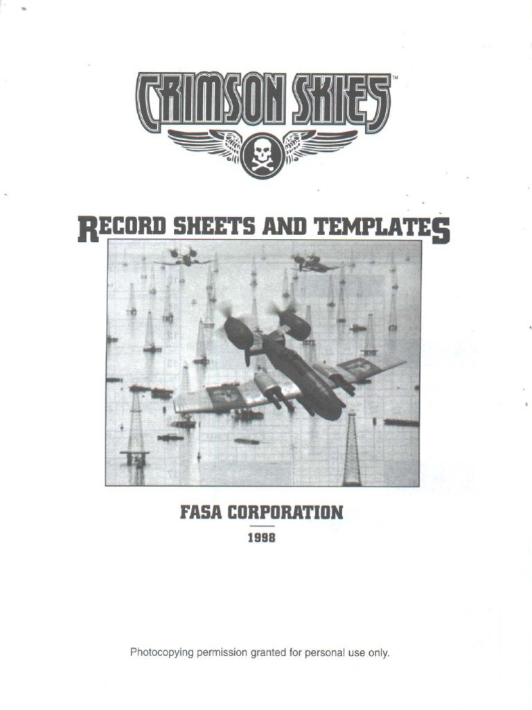 Crimson Skies Record Sheets and Templates | PDF