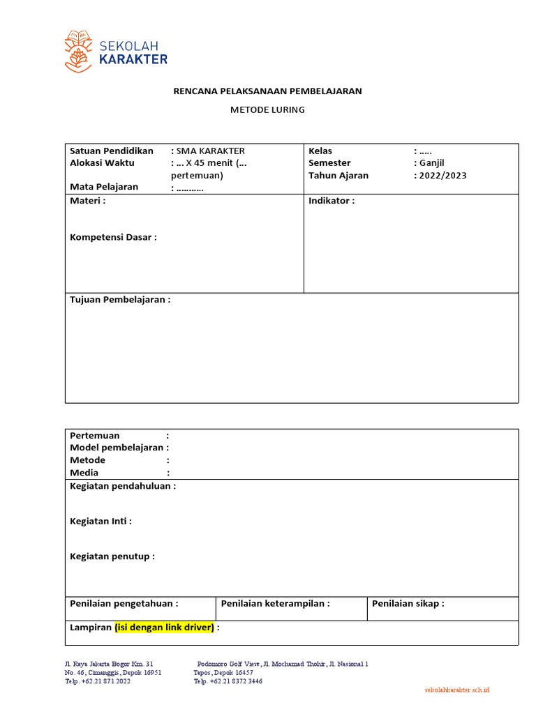 Template RPP Matpel SMA | PDF