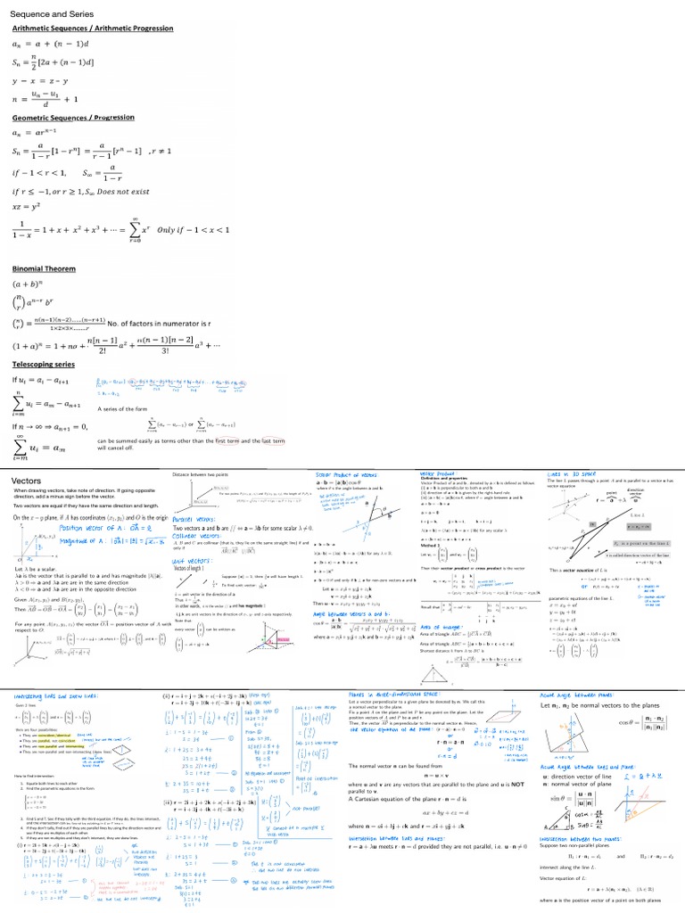 Math Exam Formula Sheet | PDF | Euclidean Vector | Plane (Geometry)