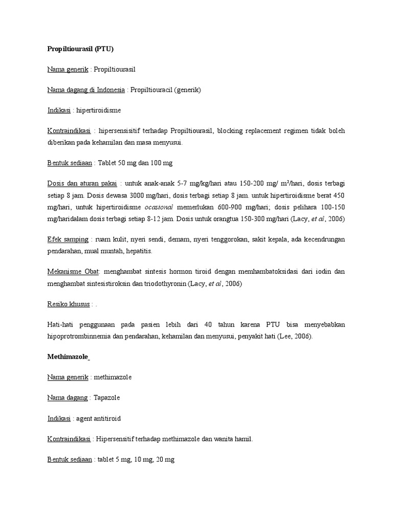 Obat Hipertiroidisme: PTU dan Tiamazole | PDF
