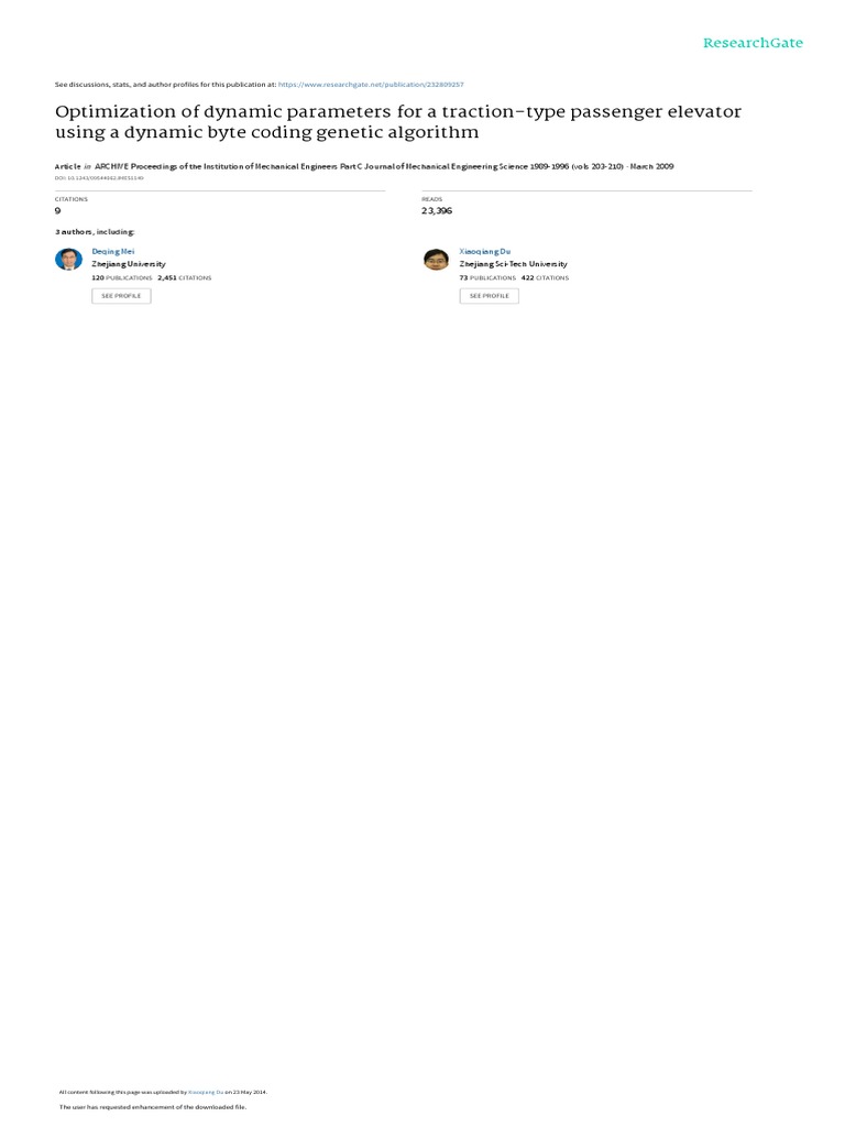 Optimization of Dynamic Parameters For A Traction-Type Passenger Elevator Using A Dynamic Byte ...