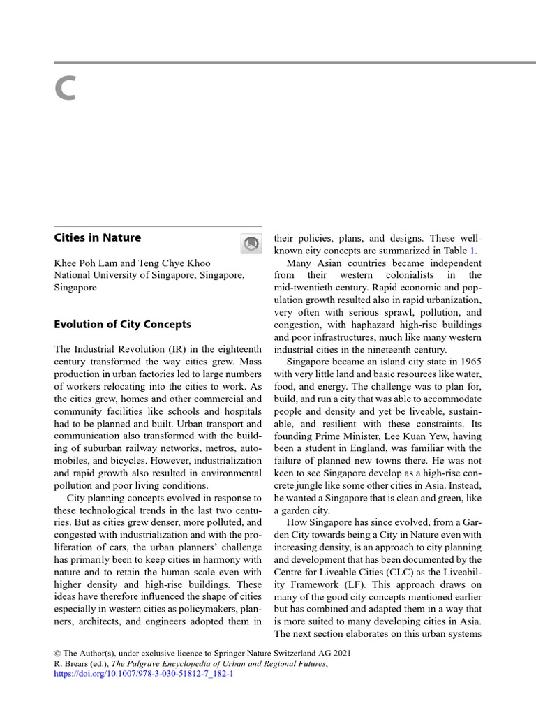 Cities in Nature by Lam Khee Poh and Khoo Teng Chye | PDF | Urban Planning