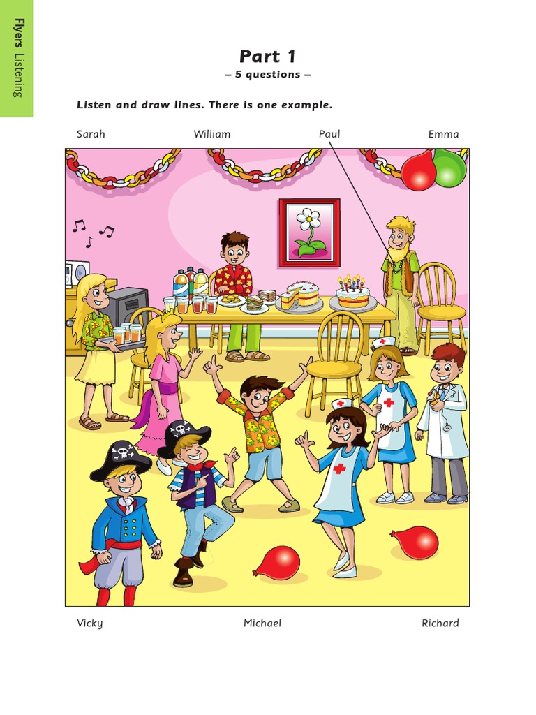 NGHE 8 B N - FLYERS Listening Sample Test SAT 4-2 | PDF