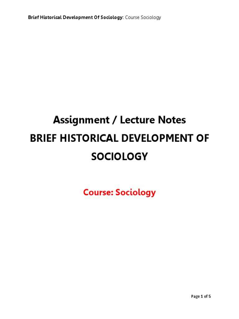 Historical Development of Sociology | PDF
