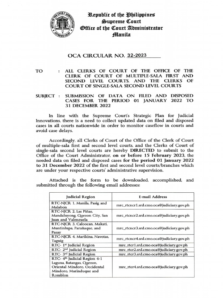 OCA Circular No. 32-2023 | PDF