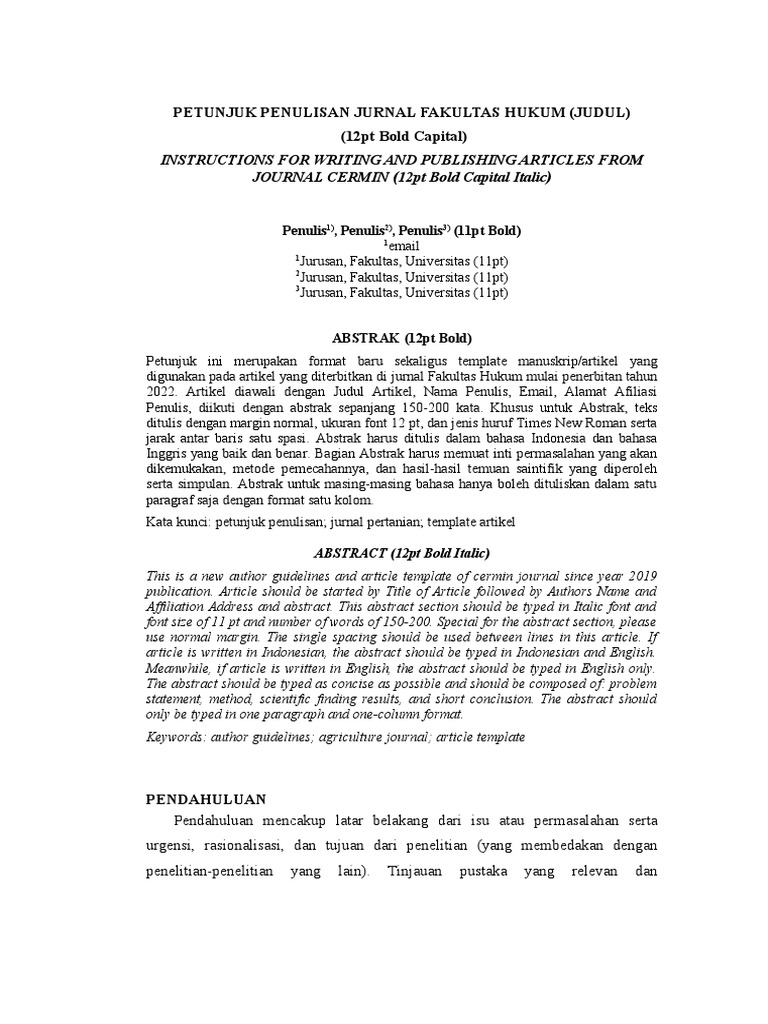Panduan Penulisan Jurnal Hukum Indonesia | PDF