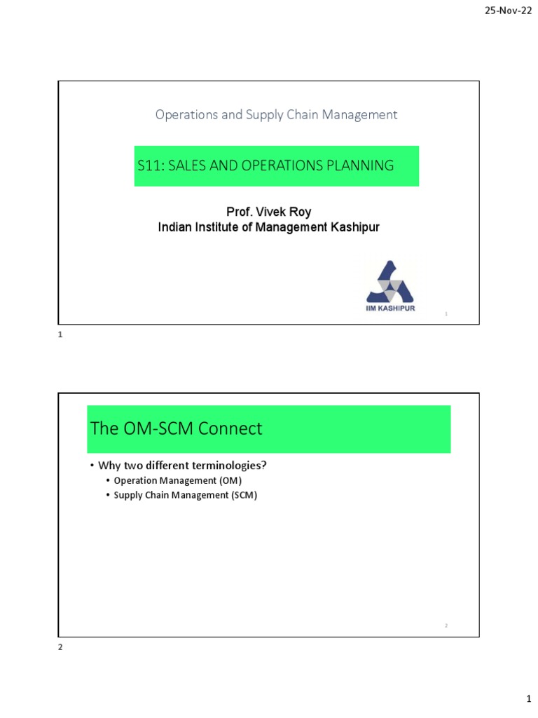 The OM-SCM Connect: S11: Sales and Operations Planning | Download Free PDF | Inventory | Labour ...