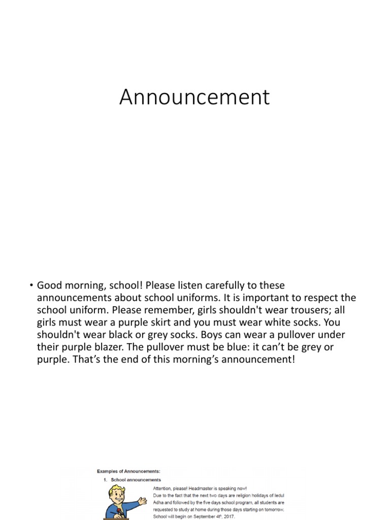 Announcement Exercise | PDF