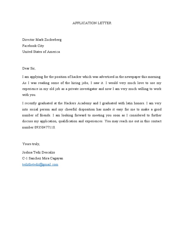 Application Letter | PDF