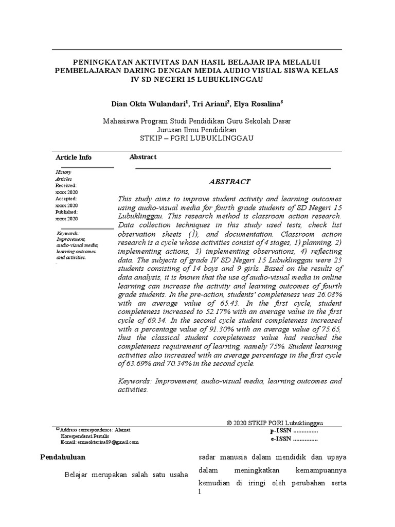 Jurnal Dian Okta Wulandari 5016063 | PDF | Cognition | Methodology
