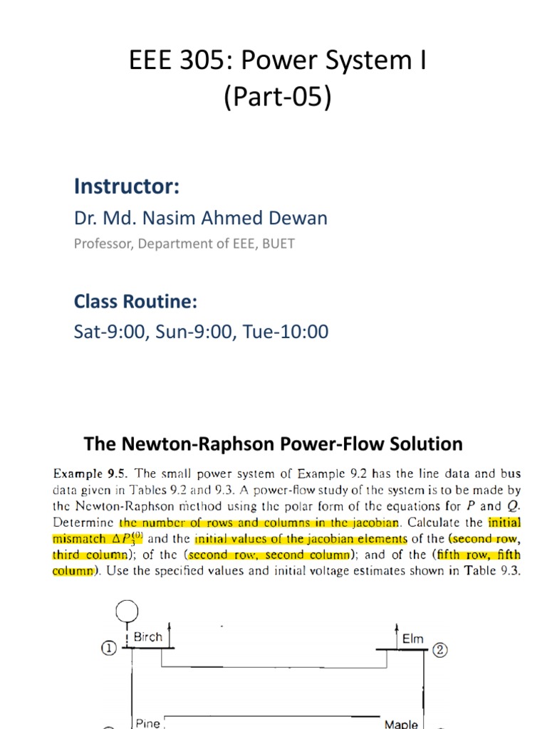 Power System I (Part-05): The Newton-Raphson Power Flow Solution | PDF | Power (Physics ...