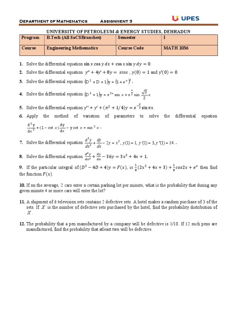 Assignment 3 Dec. 0221 MATH 1036 | PDF