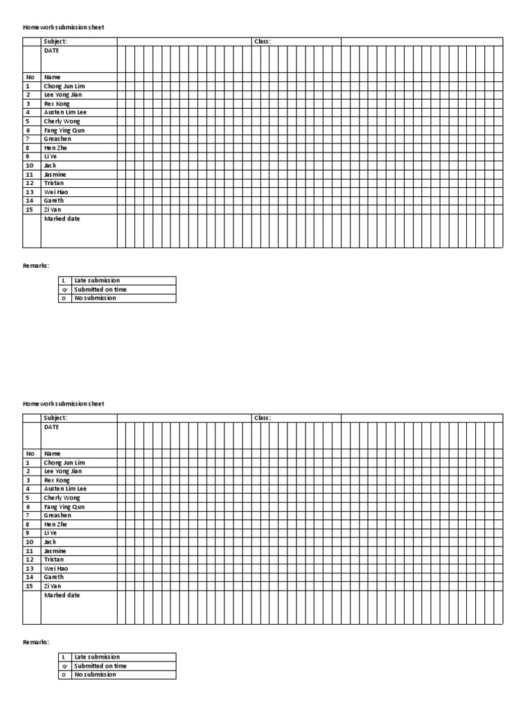 Homework Submission Tracker Template | PDF