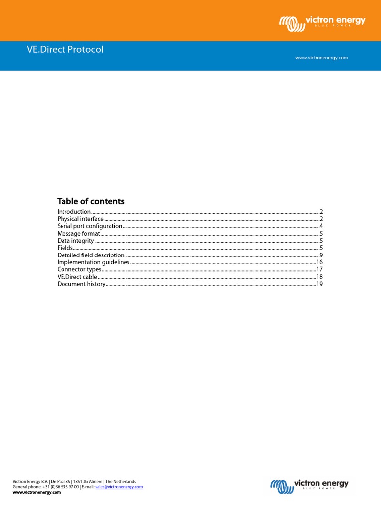 VE - Direct Protocol 3.32 | PDF | Battery Charger | Manufactured Goods