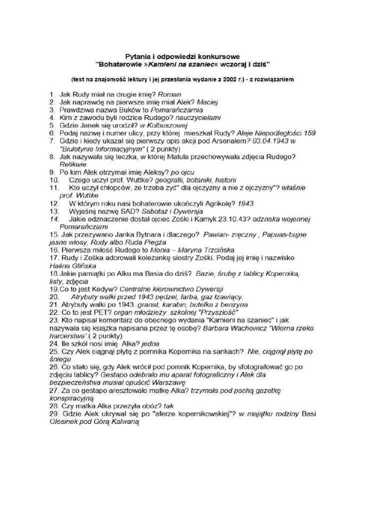 Test Z Lektury Kamienie Na Szaniec Pdf Merge Adobe
