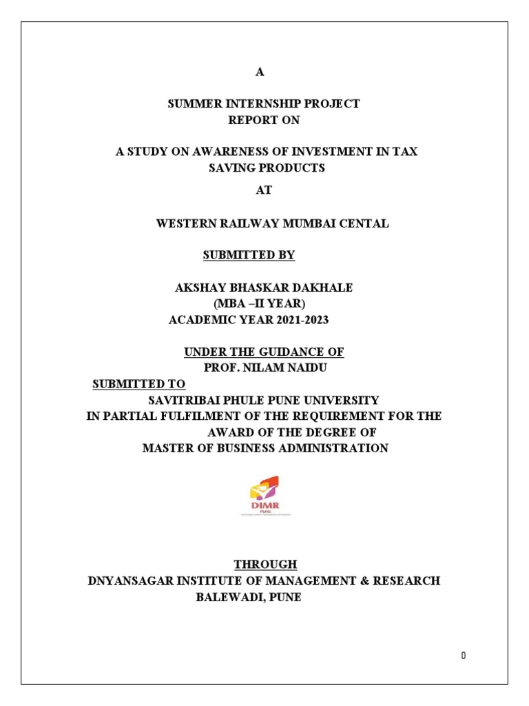 SIP 2023 Project Akshay Dakhale 20233 | PDF | Investing | Money