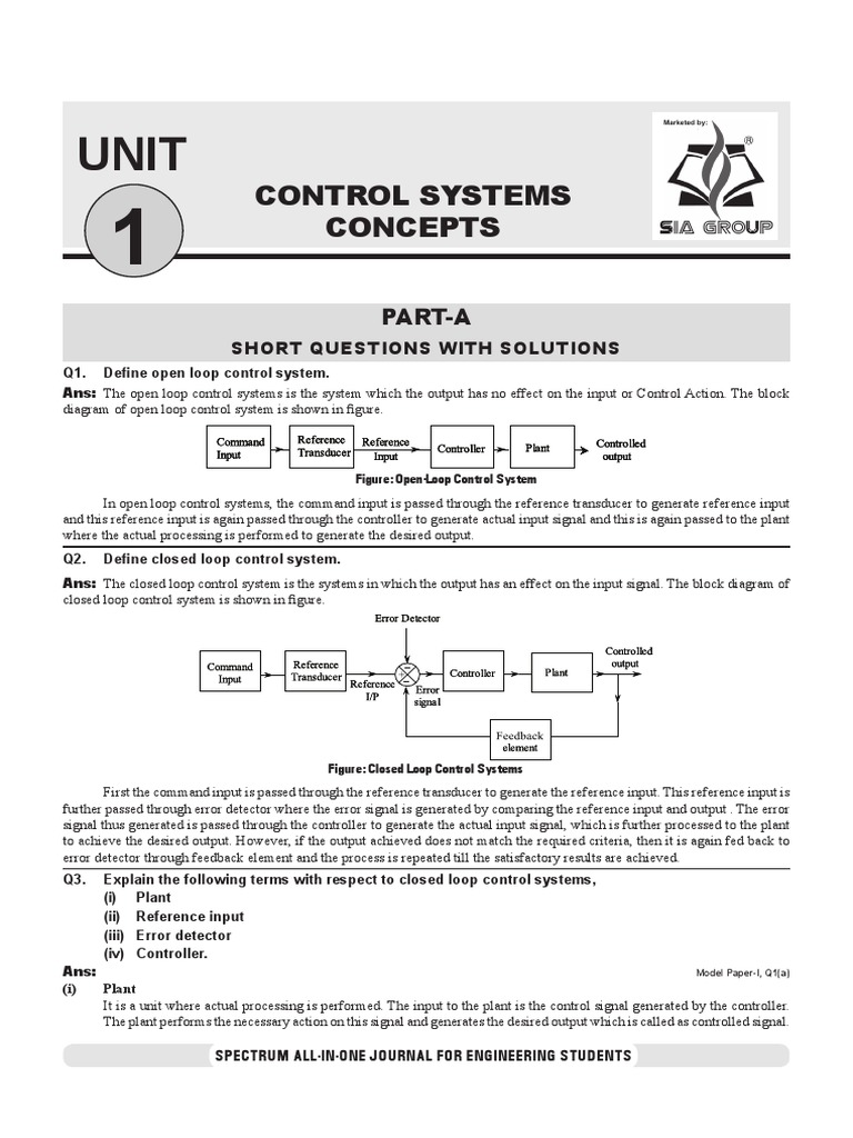 Control System (Unit 1) | PDF | Control Theory | Control System