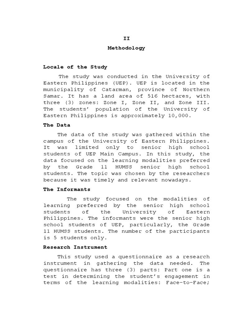 Methodology Group 2 University of Eastern Philippines Grade 11 HUMSS ...