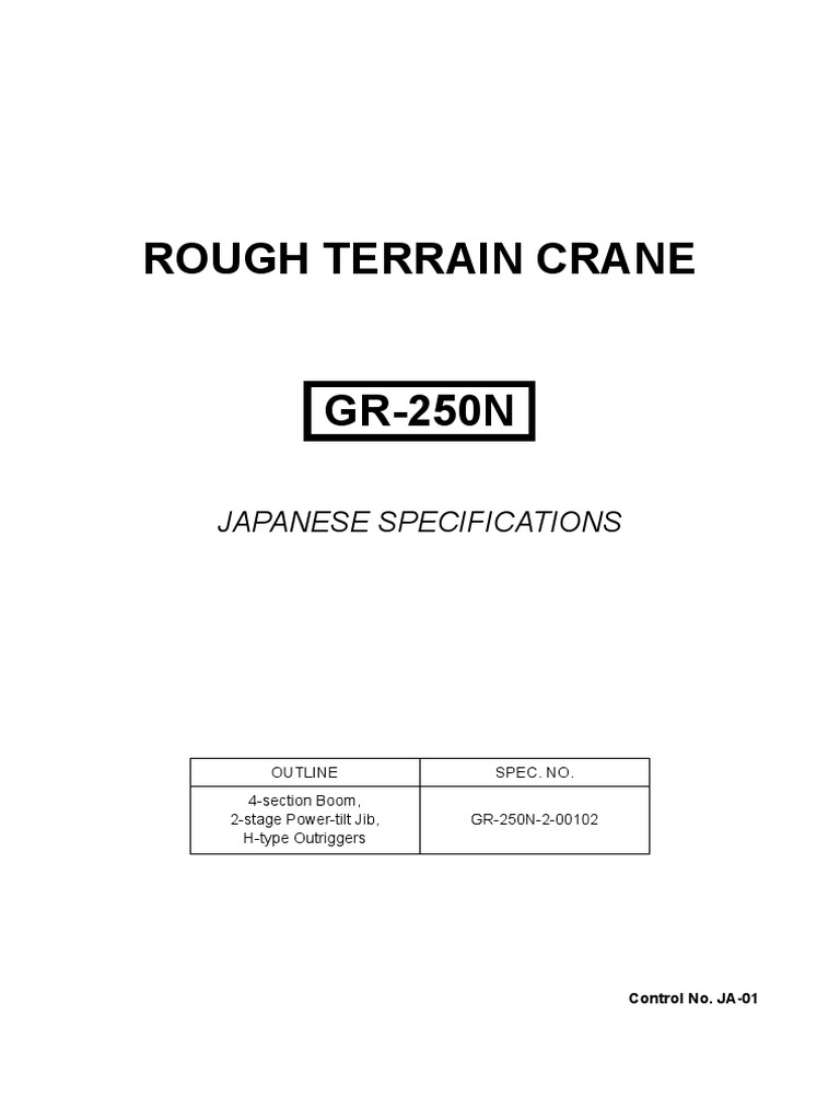Load Chart Tadano GR 250 N | PDF | Crane (Machine) | Automatic Transmission