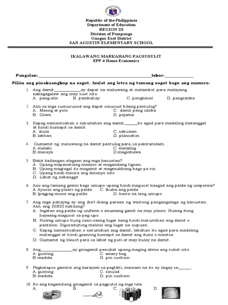 Home Economics 4 2nd Periodical Test | PDF