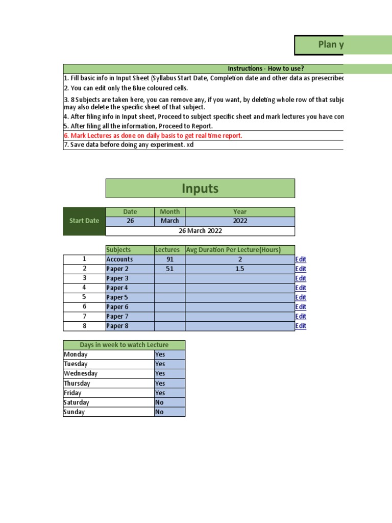 Planner For Syllabus Completion by Devansh Singla | PDF | Computing