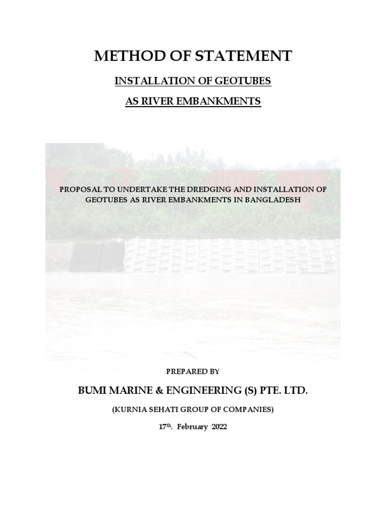 Bangladesh-Method of Statement Using Geotubes-17th Feb. 2021 | PDF | Dredging | Sand