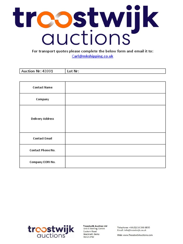 Transport Quote Form | PDF