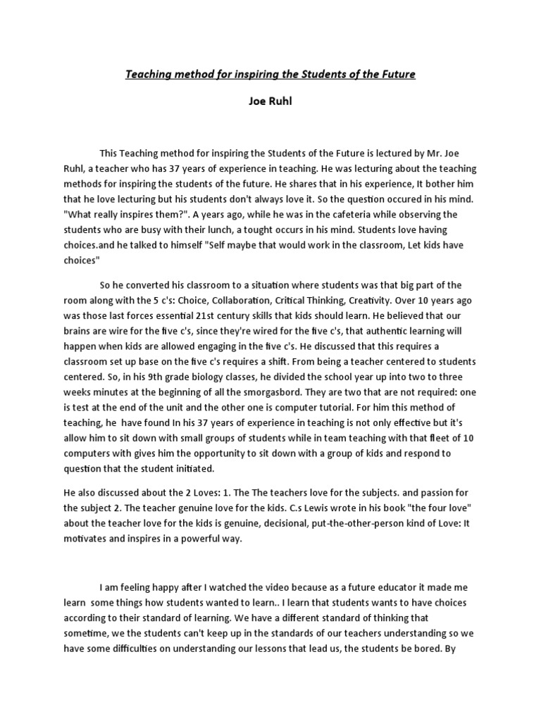 Reflection | PDF | Teachers | Teaching Method