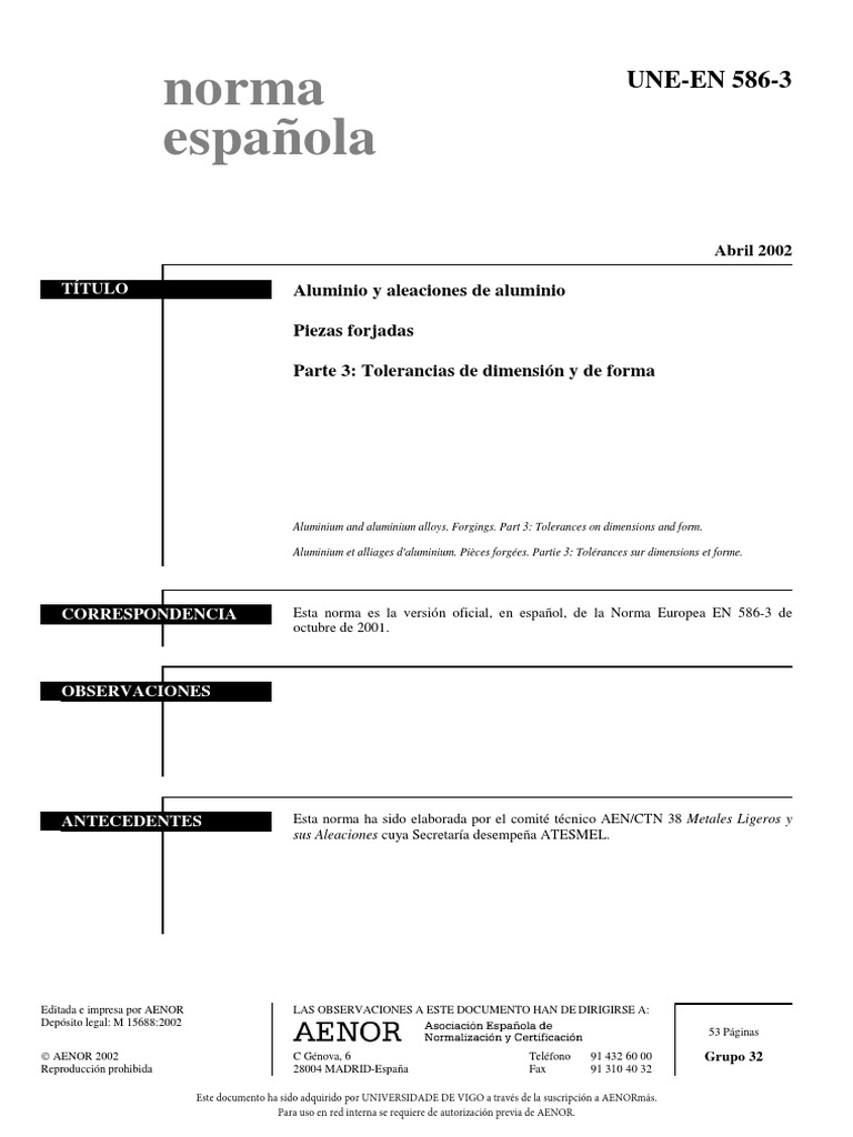 Une en 586 - 3 | PDF | Forjar | Aluminio