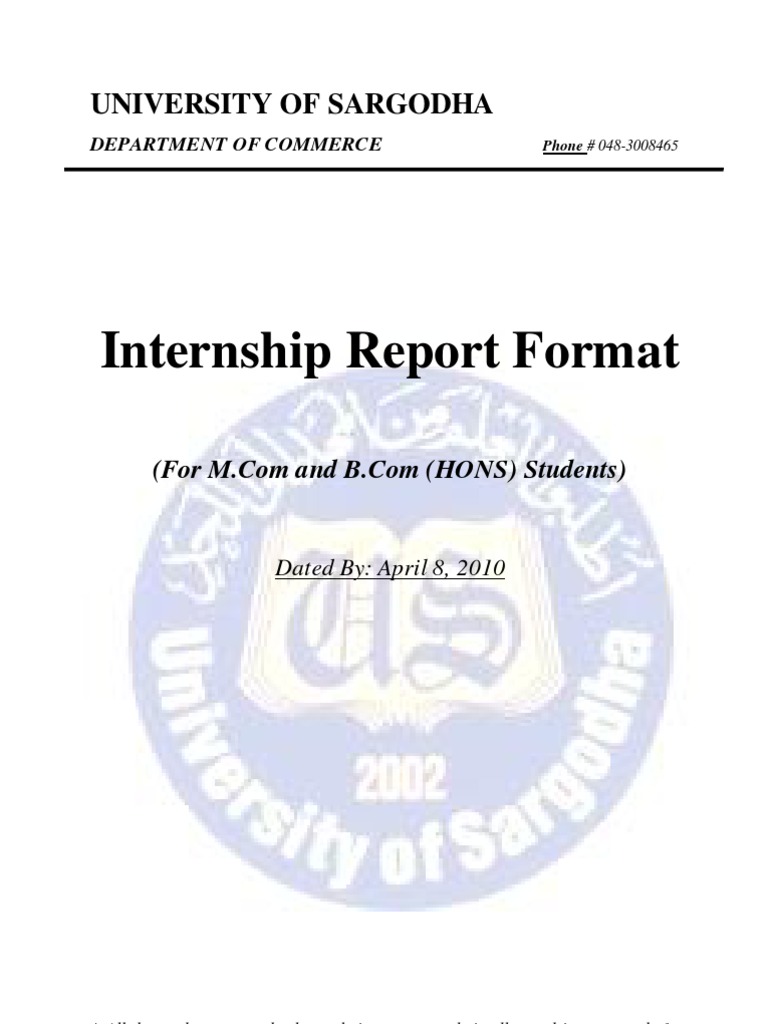 Internship Report Format | Download Free PDF | Profit (Accounting ...