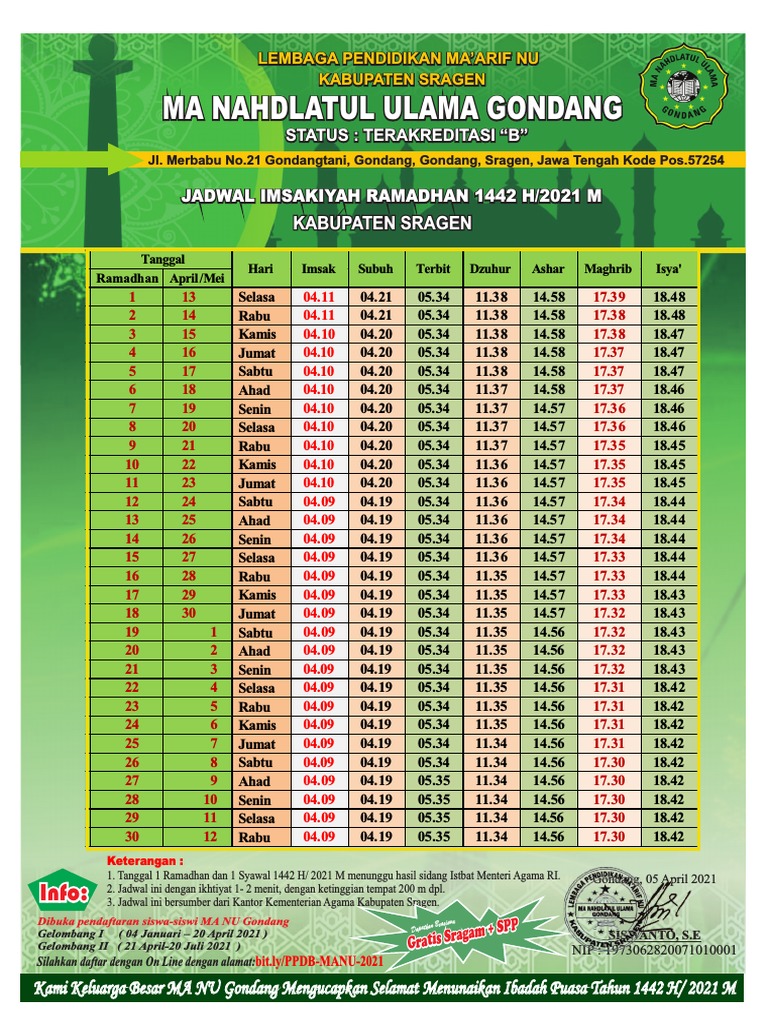 Cetak Jadwal Imsakiyah | PDF