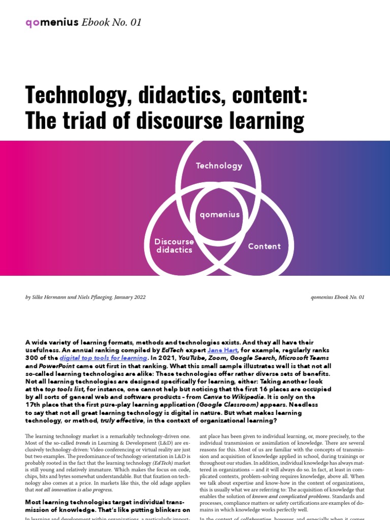 Technology Didactics Content The Triad Of Discourse Learning Pdf Learning Educational 2299