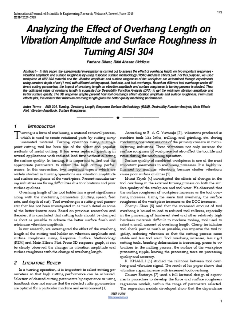 Analyzing The Effect of Overhang Length On Vibration Amplitude and Surface Roughness in Turning ...