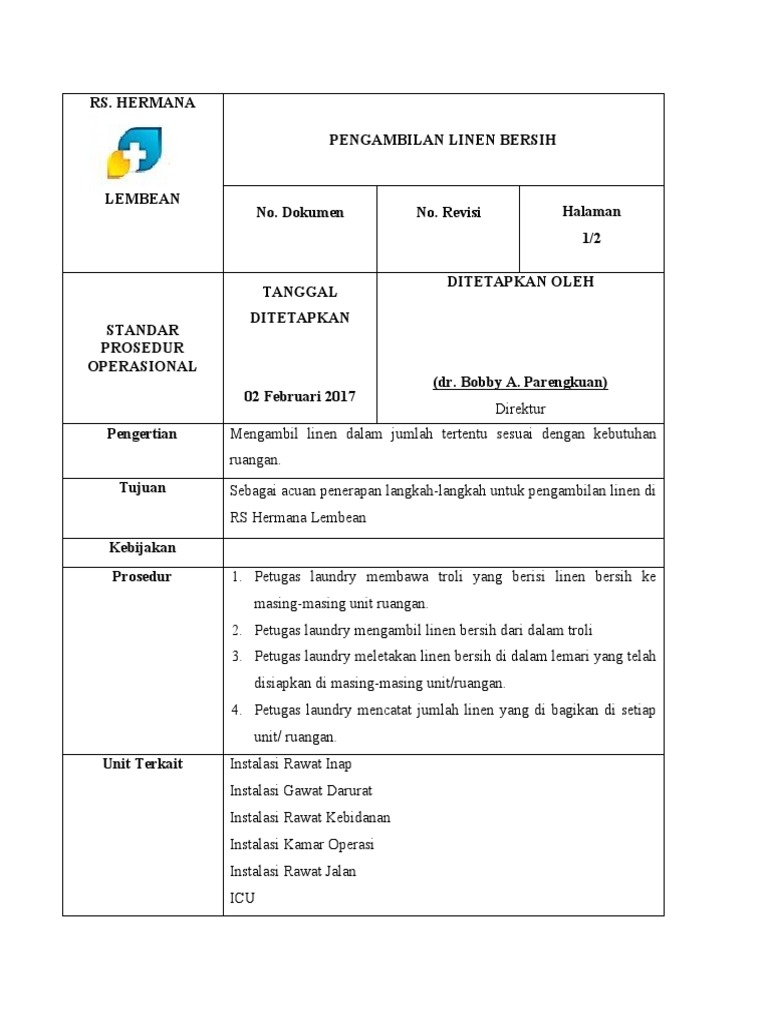 Pengambilan Linen Bersih | PDF