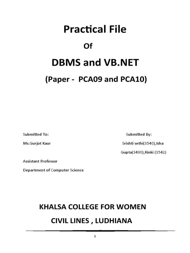 Practical File Contents | PDF | Databases | Relational Database
