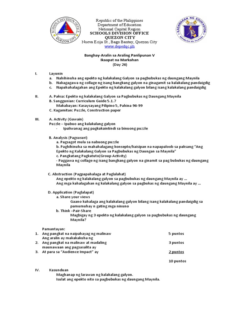 Grade 5 Banghay Aralin 4th (2nd Part) | PDF