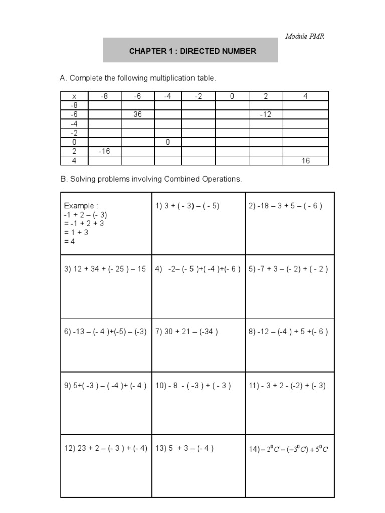 Chapter 1 Directed Numbers | PDF | Decimal | Fraction (Mathematics)