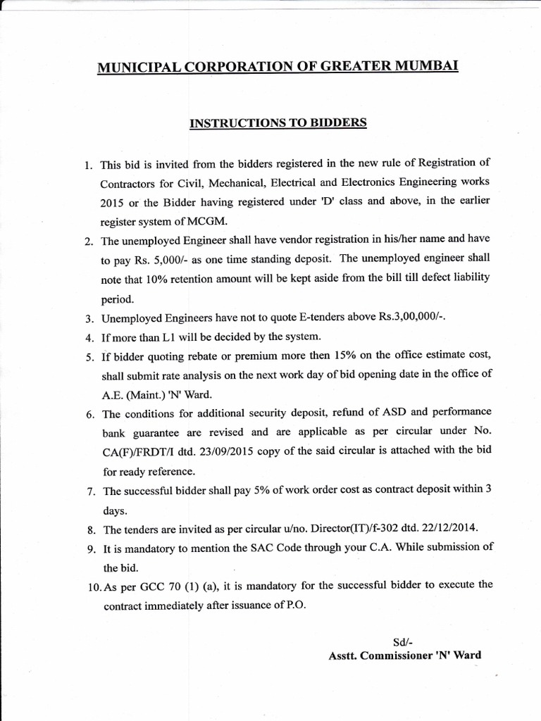 Instructions To Bidder 2015-16 | PDF | Legal Concepts | Consent