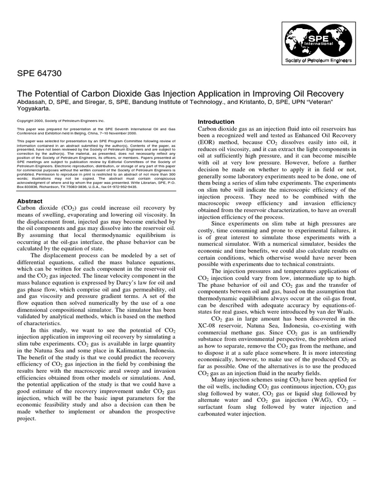 The Potential of CO2 Gas Injection Application in Improving Oil ...